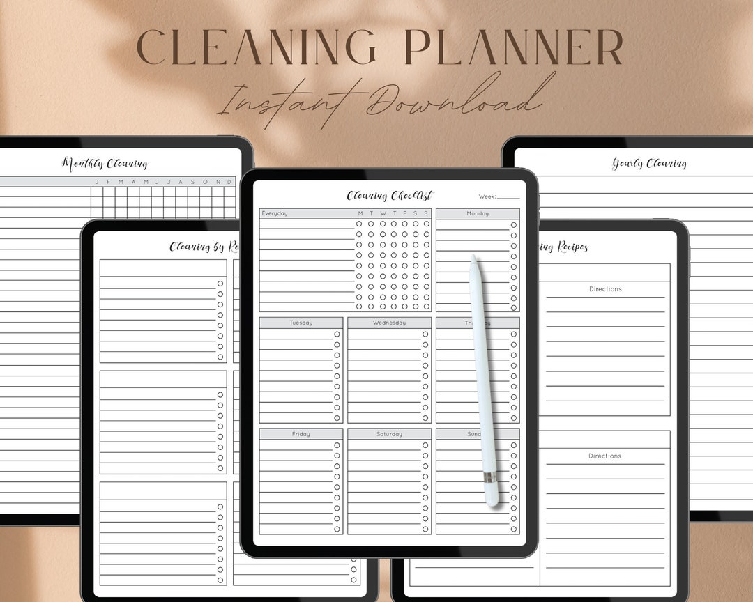 Cleaning Planner Printable: Daily, Monthly, Yearly Checklists (digital ...