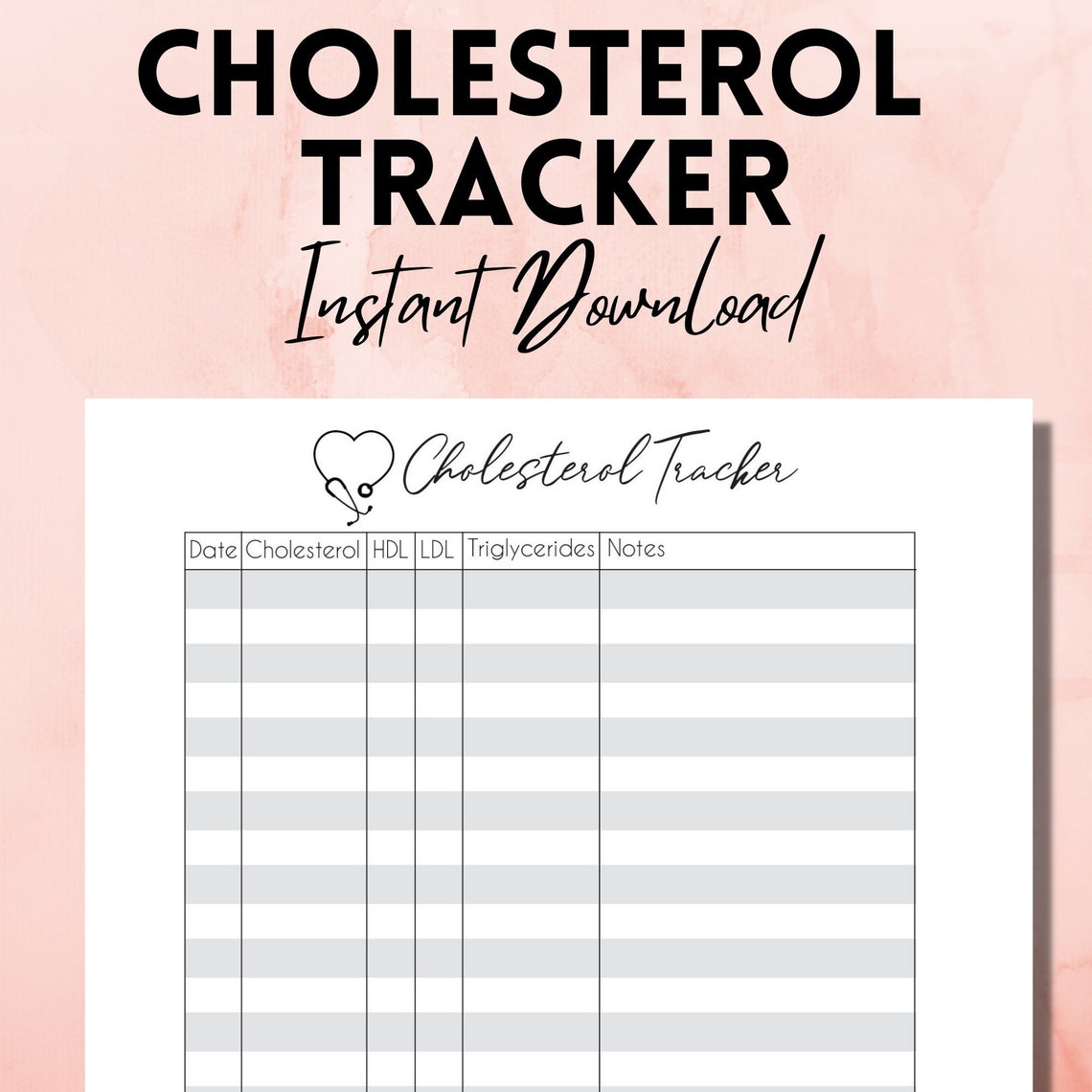 Cholesterol Tracker Instant Download | Health Planner | A4, A5, US ...