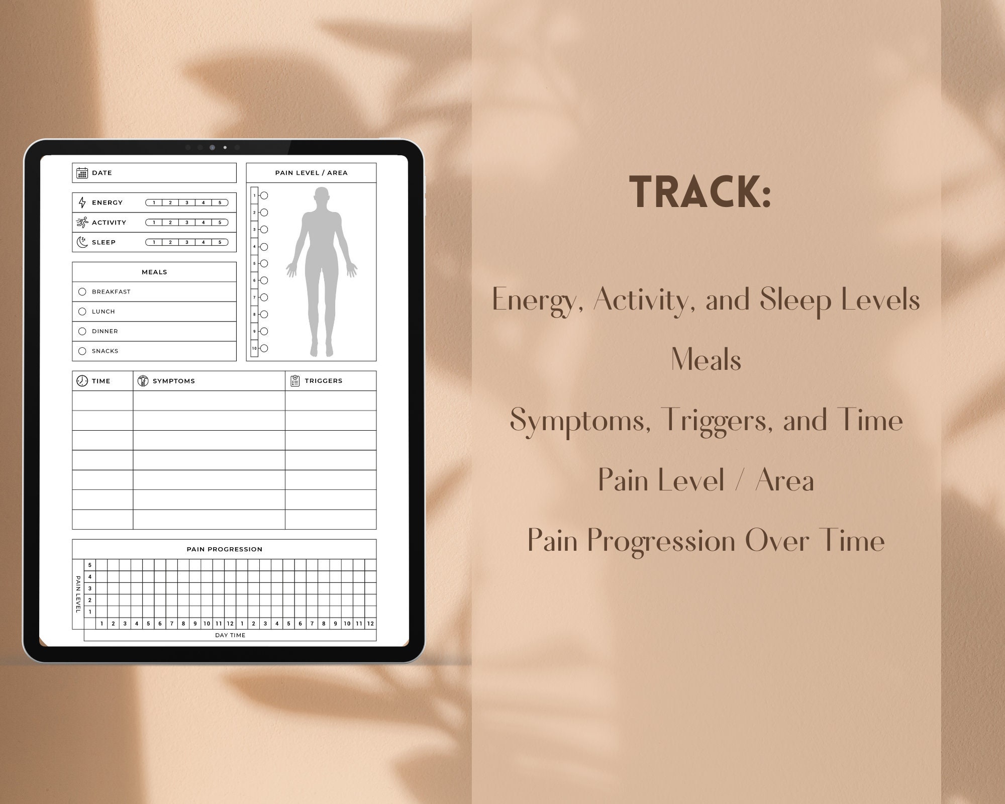 Chronic Pain Tracker Instant Download Daily Pain Log Symptom Tracker A4 ...