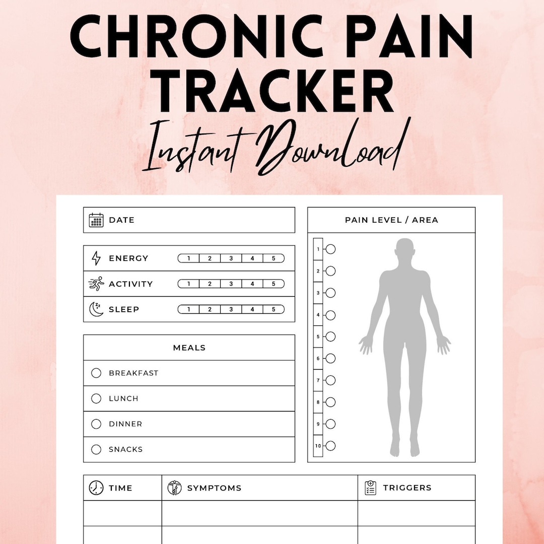 Chronic Pain Tracker Instant Download Daily Pain Log A4 - Etsy