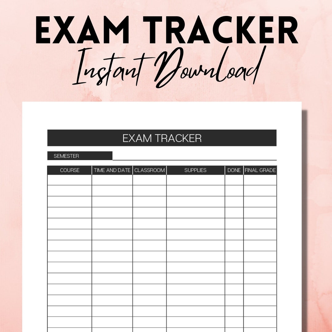 Exam Tracker Instant Download | Student Planner Printable | A4, A5, US ...