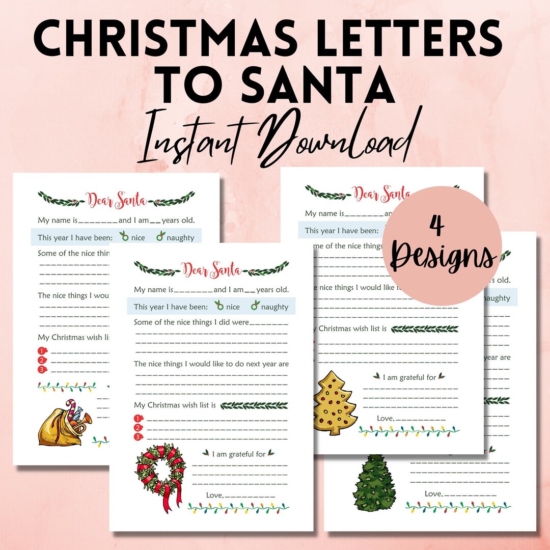 Christmas Letters to Santa Instant Download | for Children | A4, A5, US ...