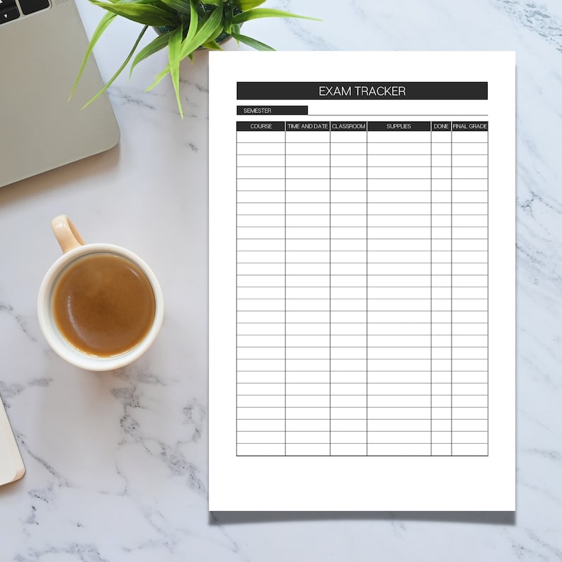 Exam Tracker Instant Download | Student Planner Printable | A4, A5, US ...