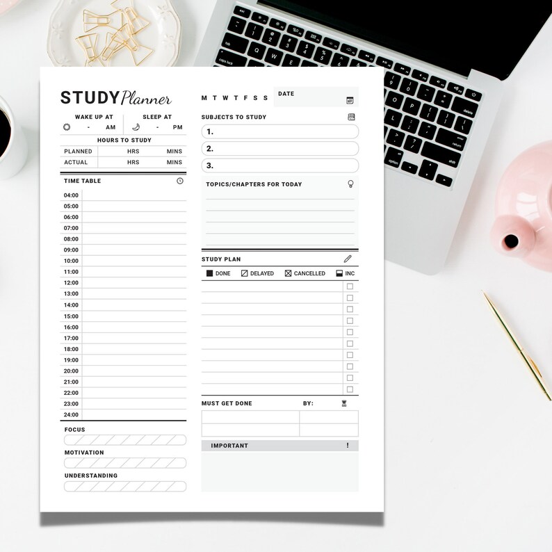 Study Planner | Student Daily Plan for College & High School | A4, A5 ...