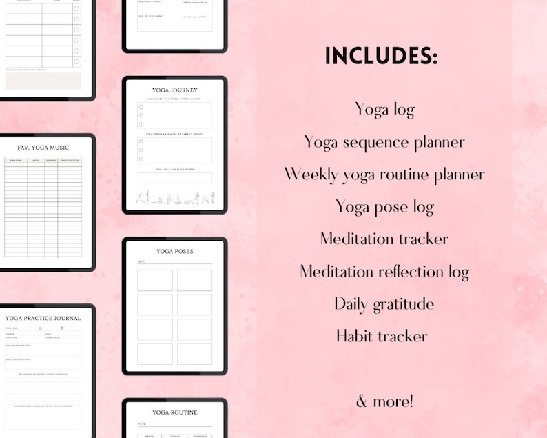 Yoga Planner Printable | Yoga Poses Journal | Wellness Planner ...