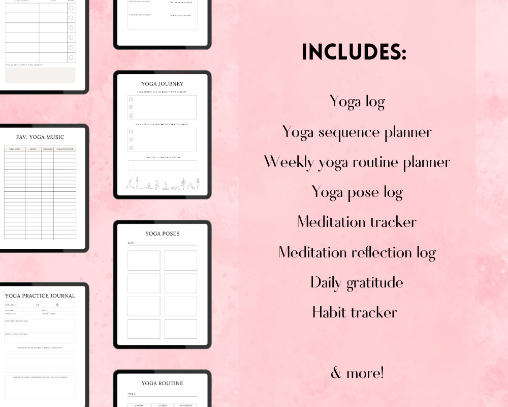 Yoga Planner Printable | Yoga Poses Journal | Wellness Planner ...