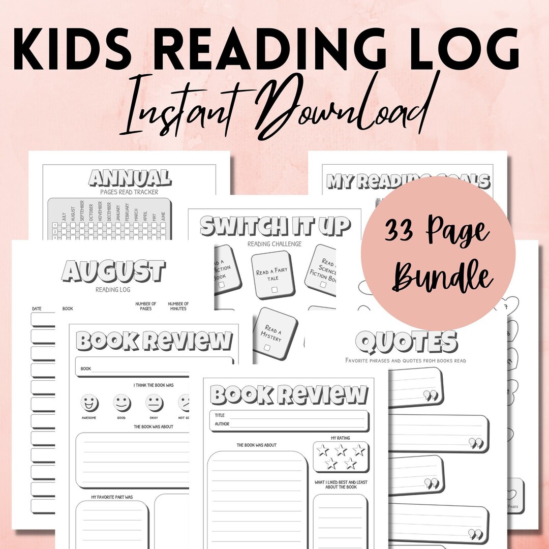 Kids Reading Log Instant Download | for Teachers, Homeschooling ...