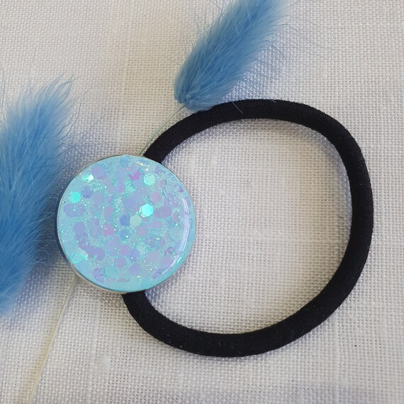 Light Blue AB Glitter Cabochon Hair Bobble Ponytail Bobble | Etsy