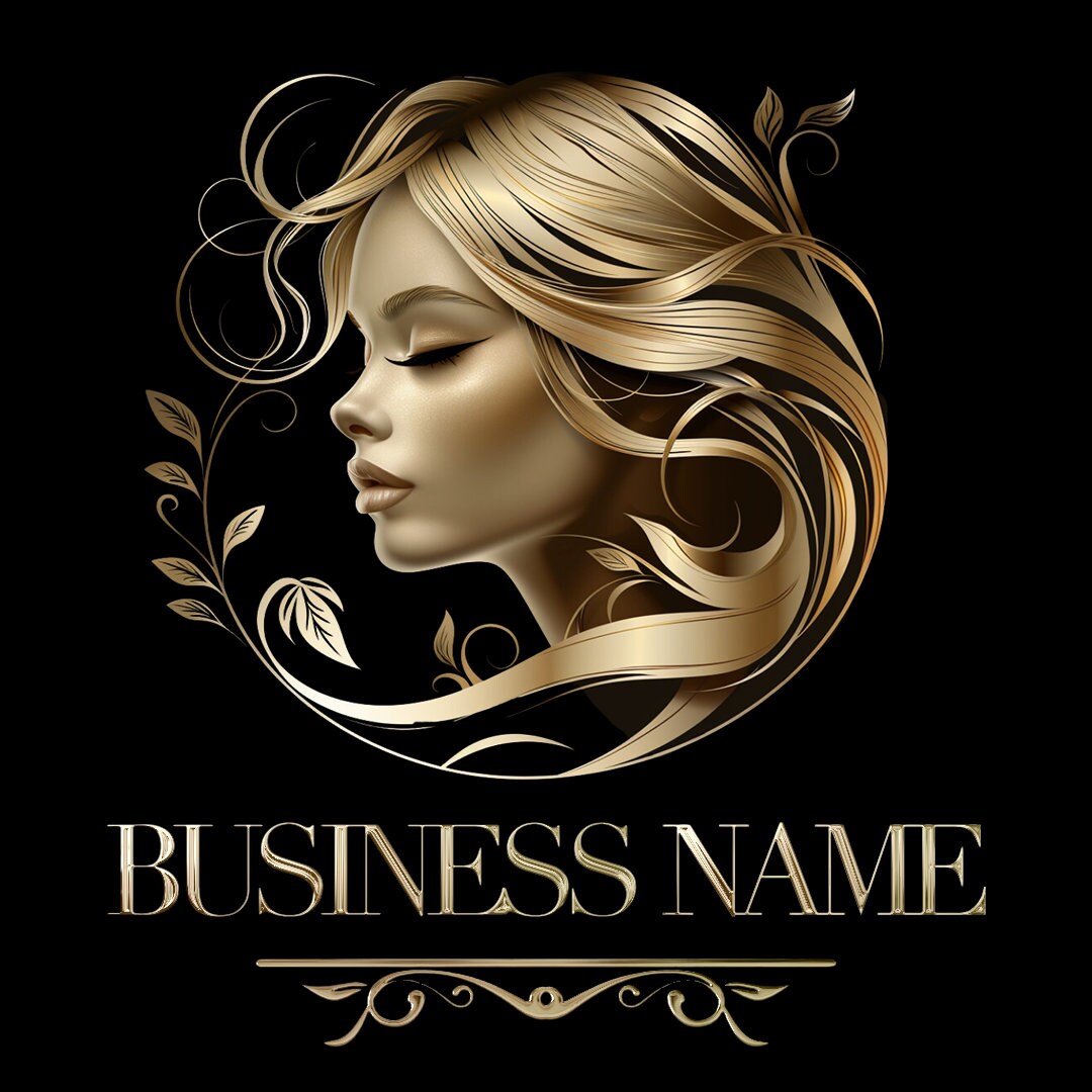 Gold Logo, Gold Chrome Logo, Beauty Logo, Pre-mae Logo - Etsy