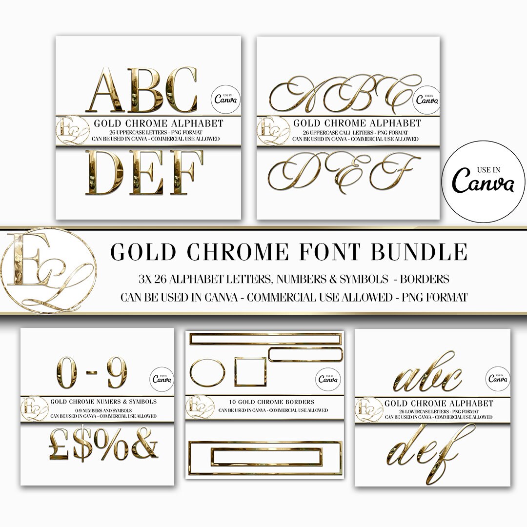 Gold Chrome Alphabet | Gold Text | Gold Clipart | Metallic Alphabet ...