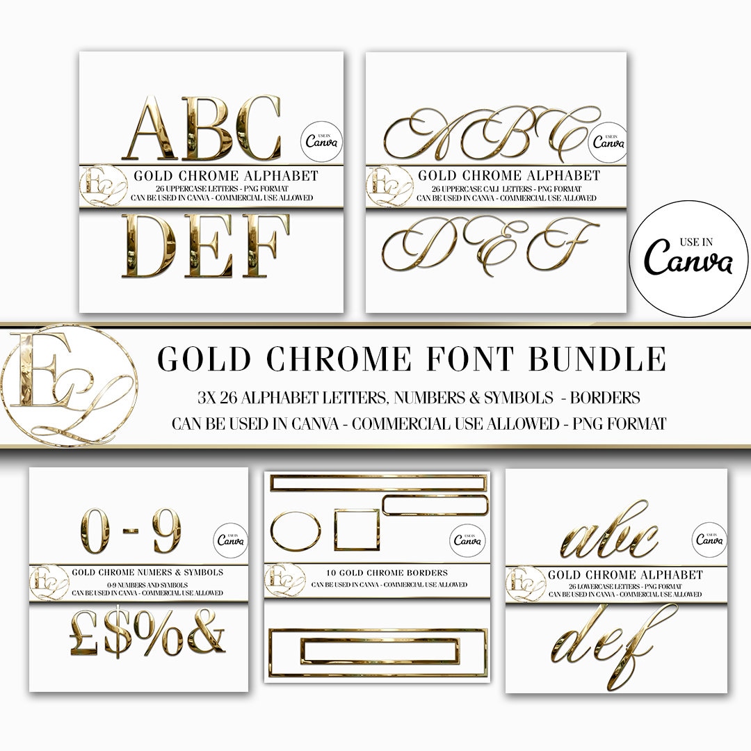 Gold Chrome Alphabet | Gold Text | Gold Clipart | Metallic Alphabet ...