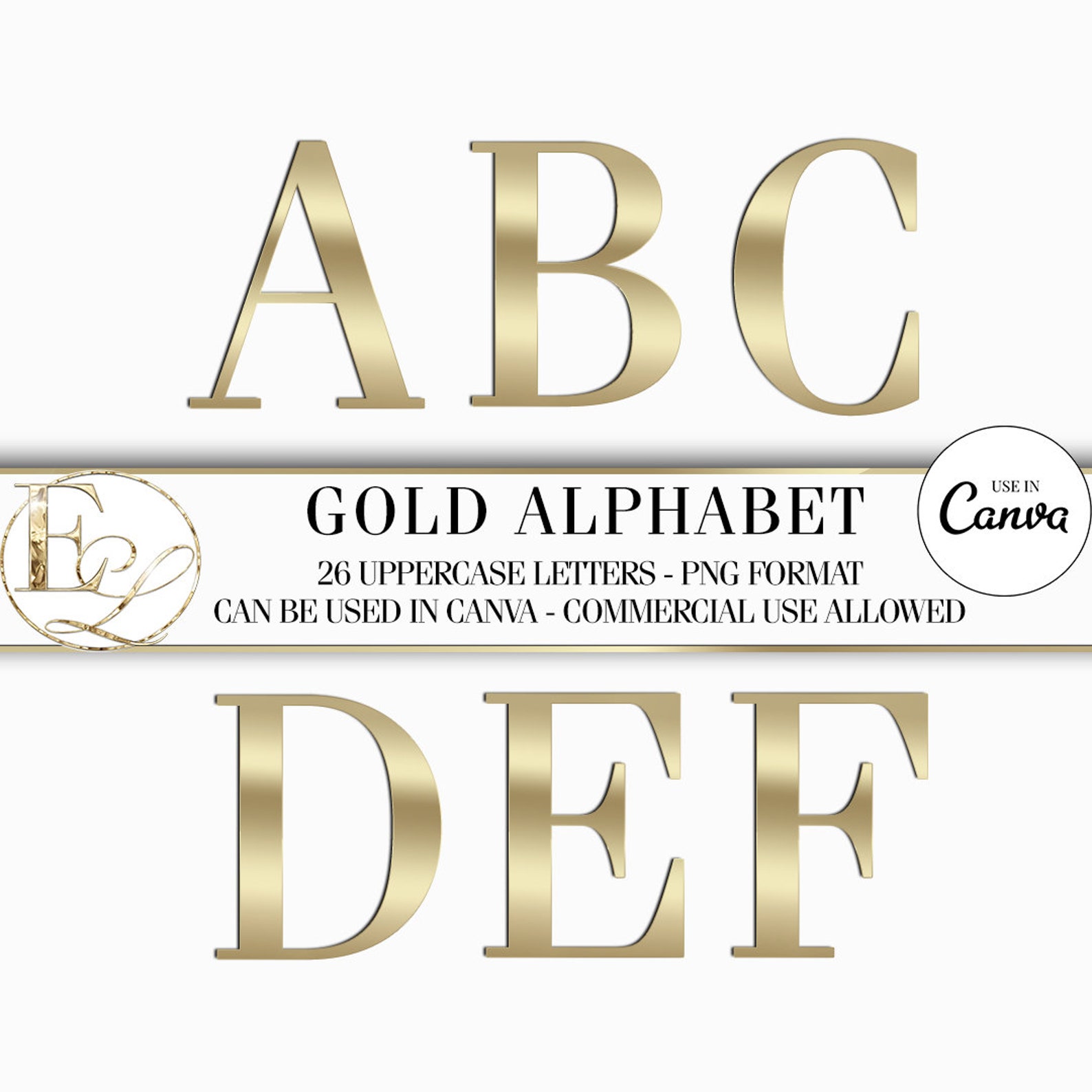 Gold Uppercase Alphabet | Gold Letters | Metallic Alphabet | Chrome ...