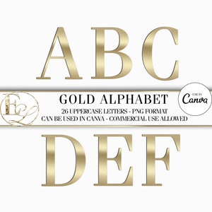 Gold Uppercase Alphabet | Gold Letters | Metallic Alphabet | Chrome ...