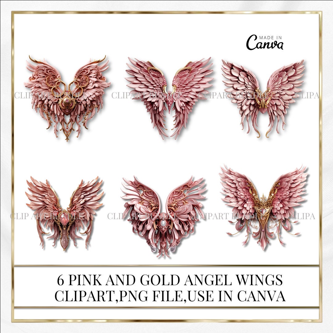 Pink and Gold Angel Wings Pink Angel Wings Angel Wings - Etsy