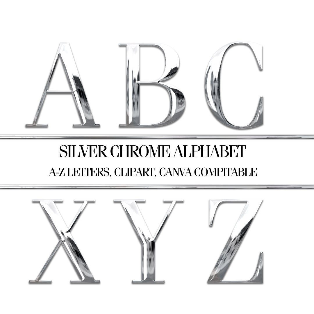 Silver Alphabet | Silver Chrome Font | Silver Text |silver Font ...
