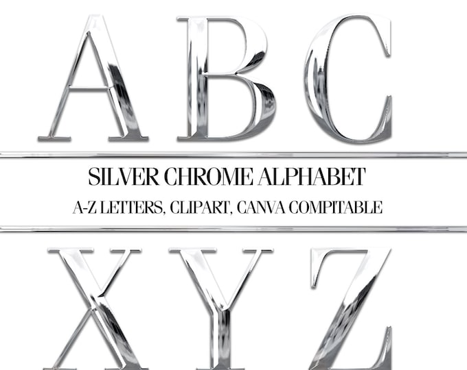 Glassy Silver Chrome Alphabet PNG Clip Art | Silver Chrome Letters ...