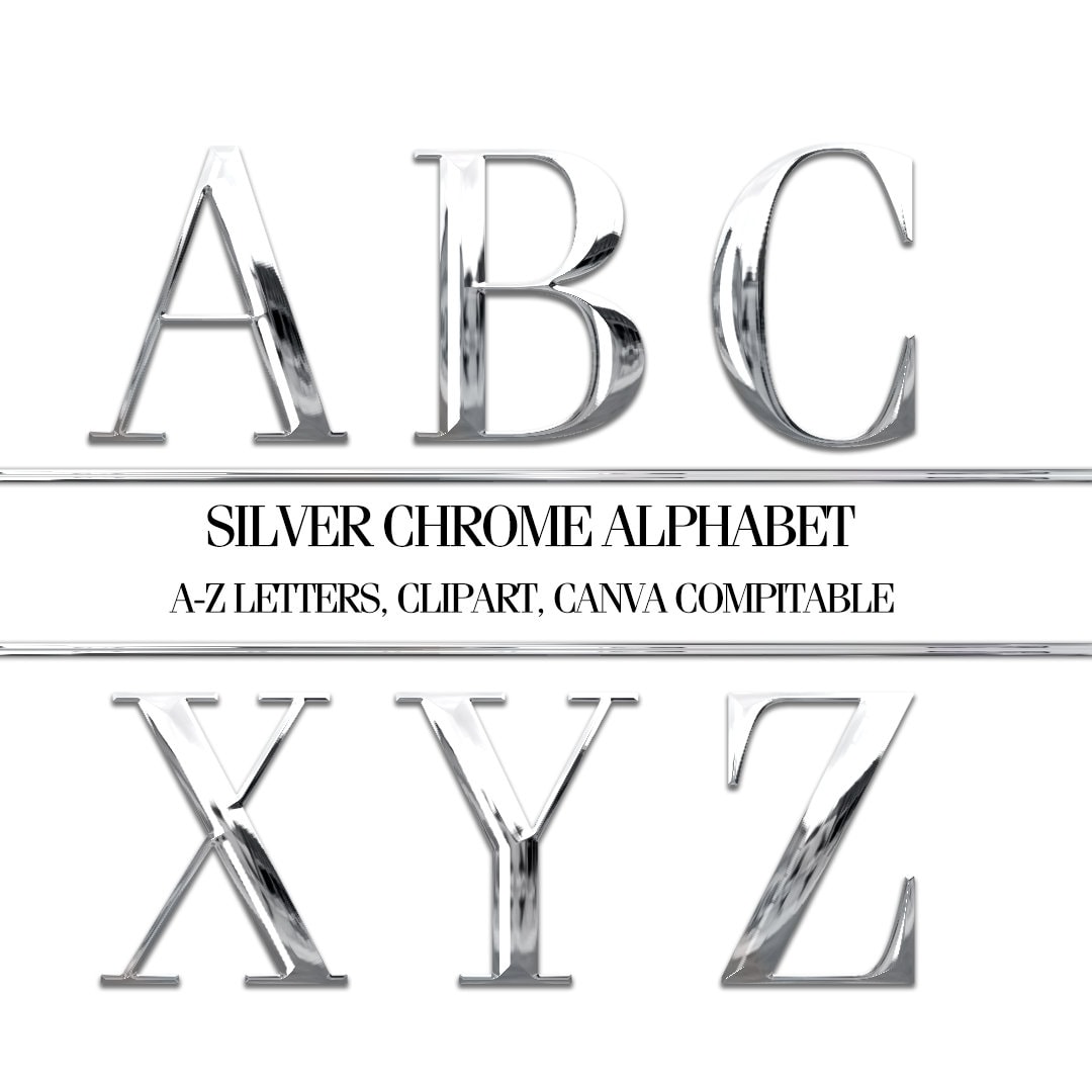 Silver Alphabet | Silver Chrome Font | Silver Text |silver Font ...