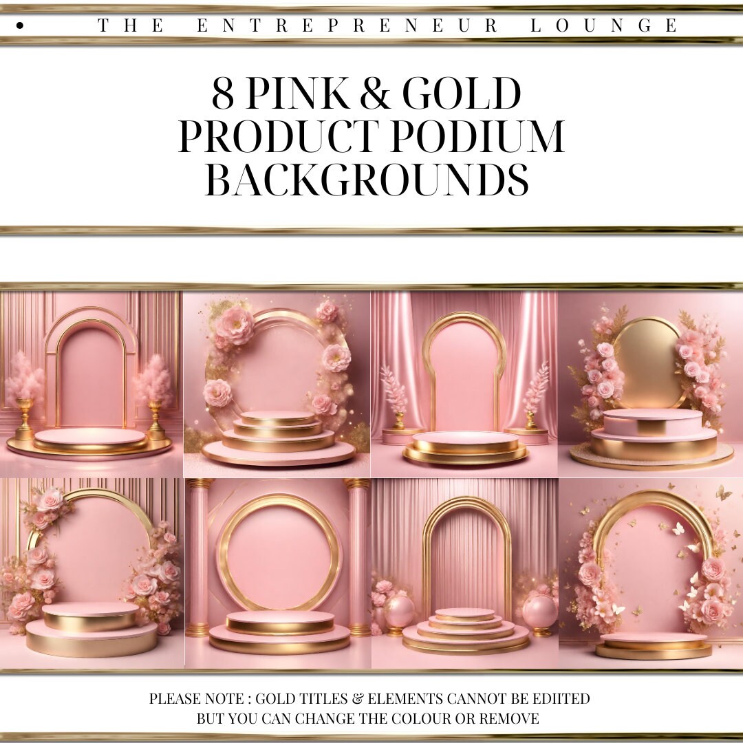 Glam Digital Paper | Gold Podium | Luxury Background | Pink Wallpaper ...
