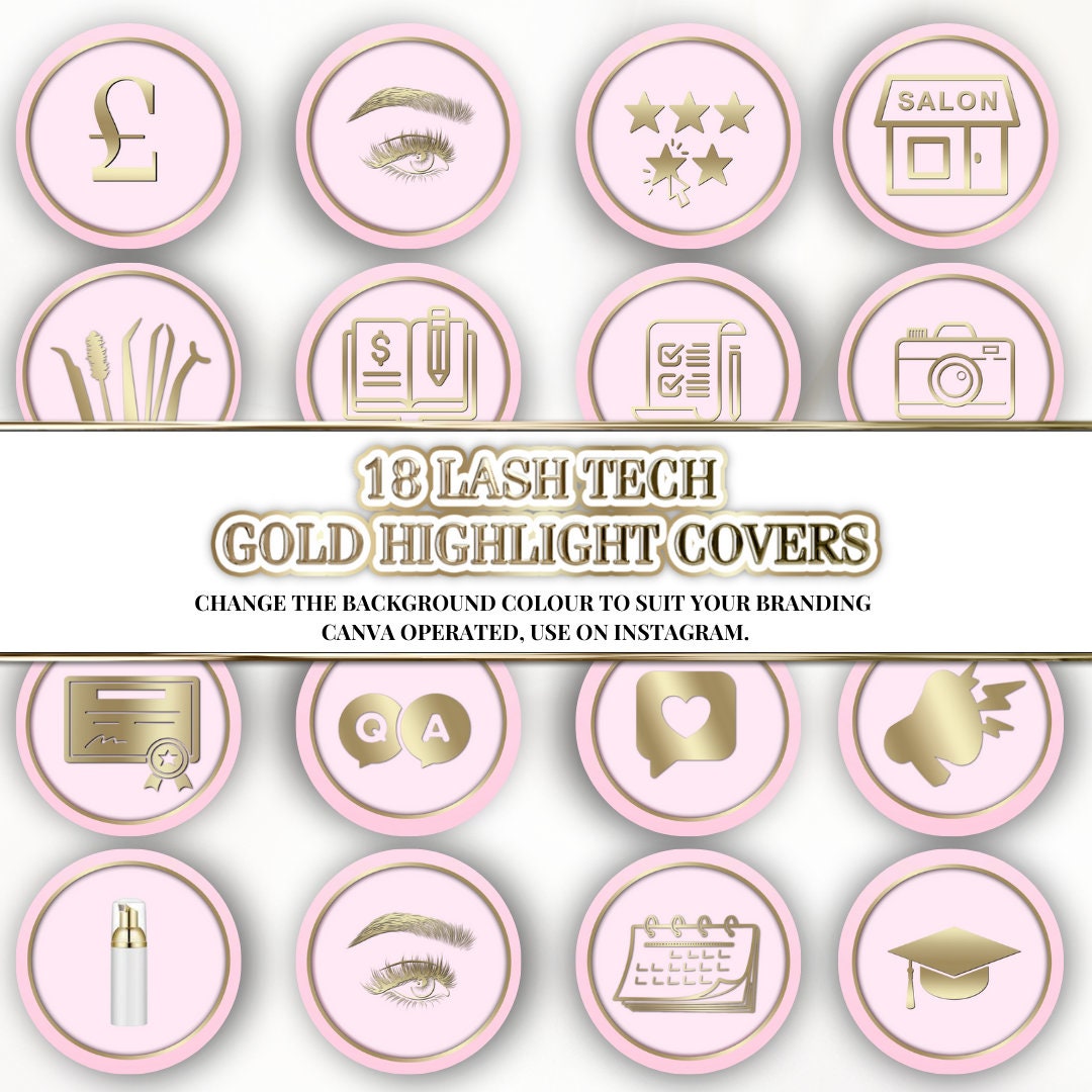 Gold Highlight Covers Gold Highlights Canva Highlights Lash Tech ...