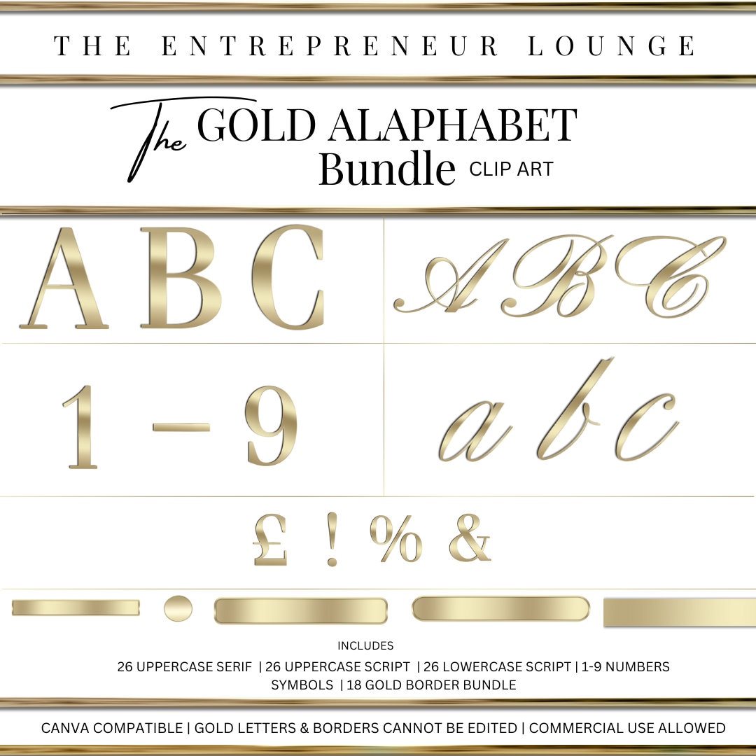 Gold Chrome Alphabet | Gold Text | Gold Clipart | Metallic Alphabet ...