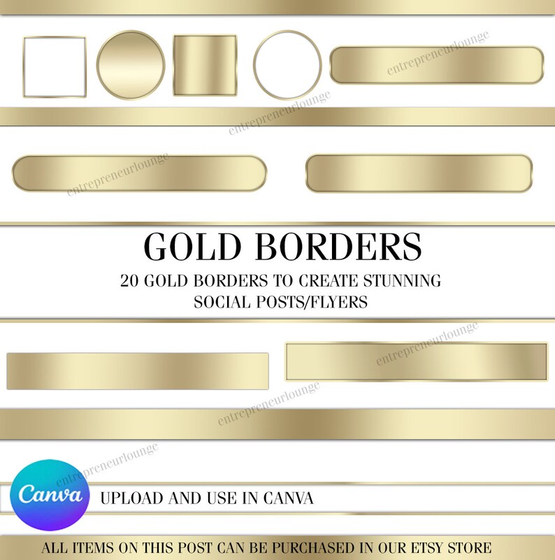 Gold Borders Gold Gradient Gold Clipart Metallic Text - Etsy