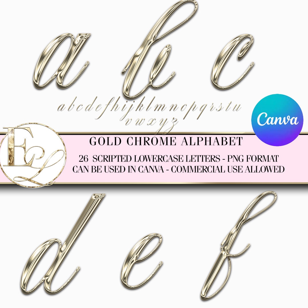 Gold Chrome Alphabet Gold Text Gold Clipart Metallic Text - Etsy