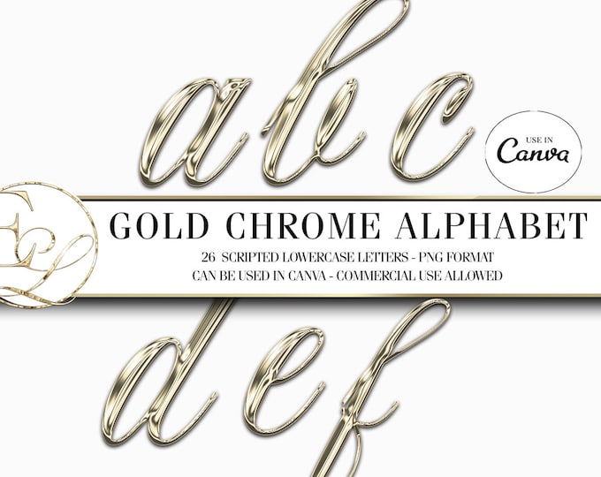 Gold Chrome Alphabet | Gold Text | Gold Clipart | Metallic Alphabet ...