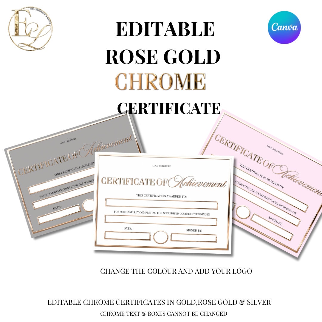 Rose Gold Certificate | Certificate of Achievement | Beauty Certificate ...