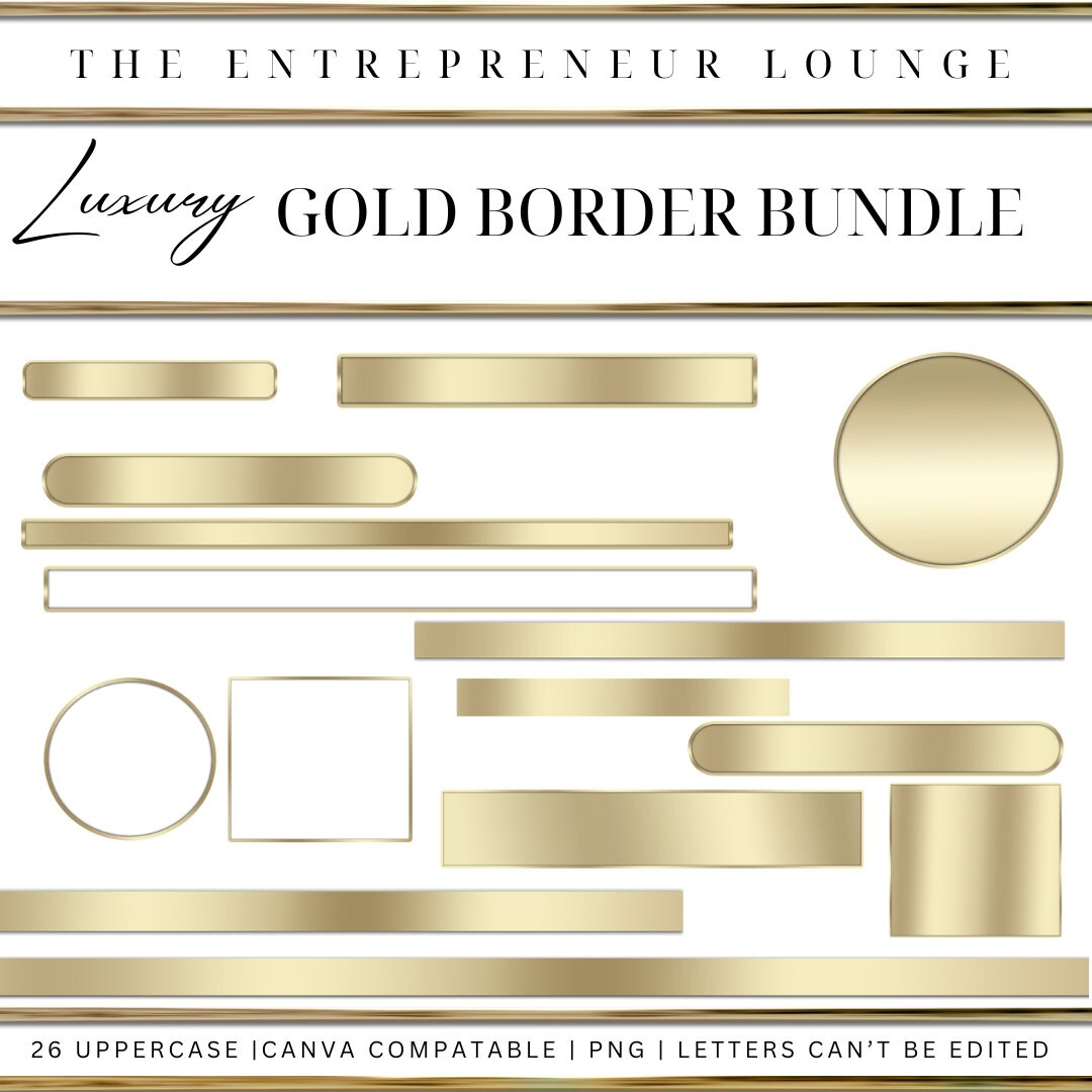 Gold Borders | Gold Gradient | Gold Clipart | Metallic Text | Gold Text ...