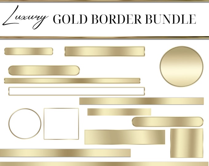 Gold Borders | Gold Gradient | Gold Clipart | Metallic Text | Gold Text ...