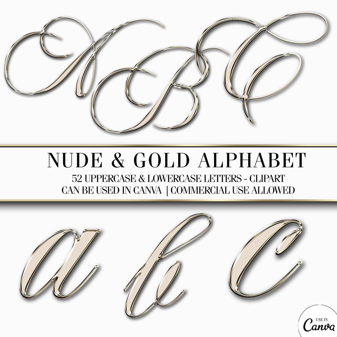 Beige Letters |gold Chrome Alphabet | Gold Text | Gold Clipart ...