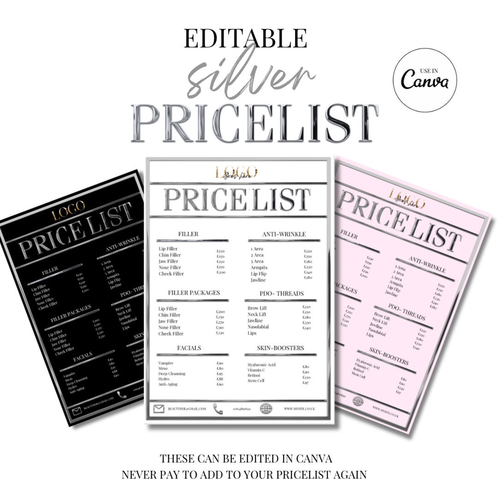 Silver Chrome Price List | Silver Price List| Canva Price List ...