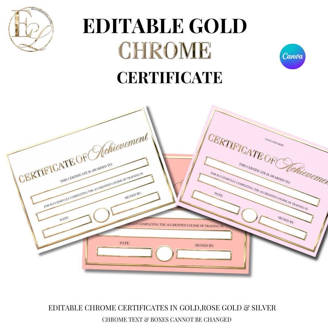 Gold Chrome Certificate | Gold Certificate | Certificate of Achievement ...