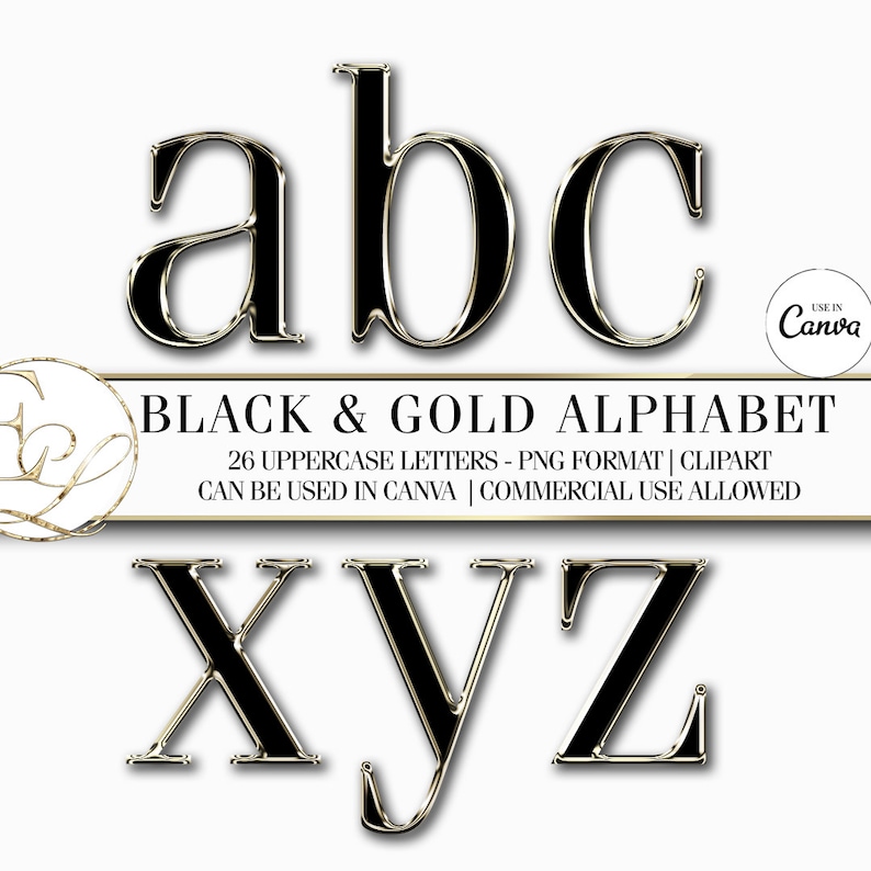 Black and Gold Alphabet gold Alphabet gold Borders Gold Clipart Chrome ...