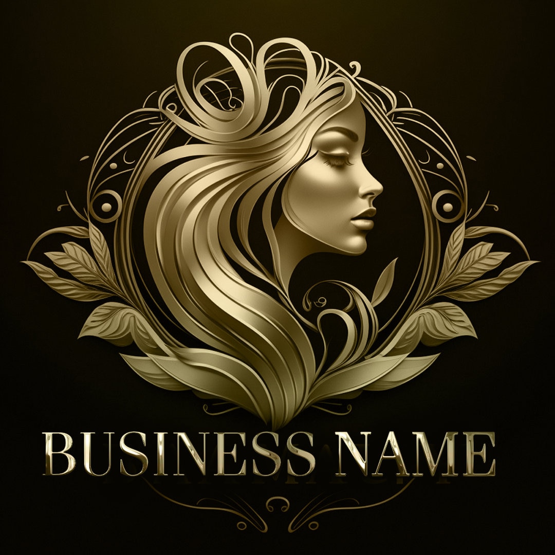 Gold Beauty Logo, Gold Chrome Logo, Premade Logo - Etsy