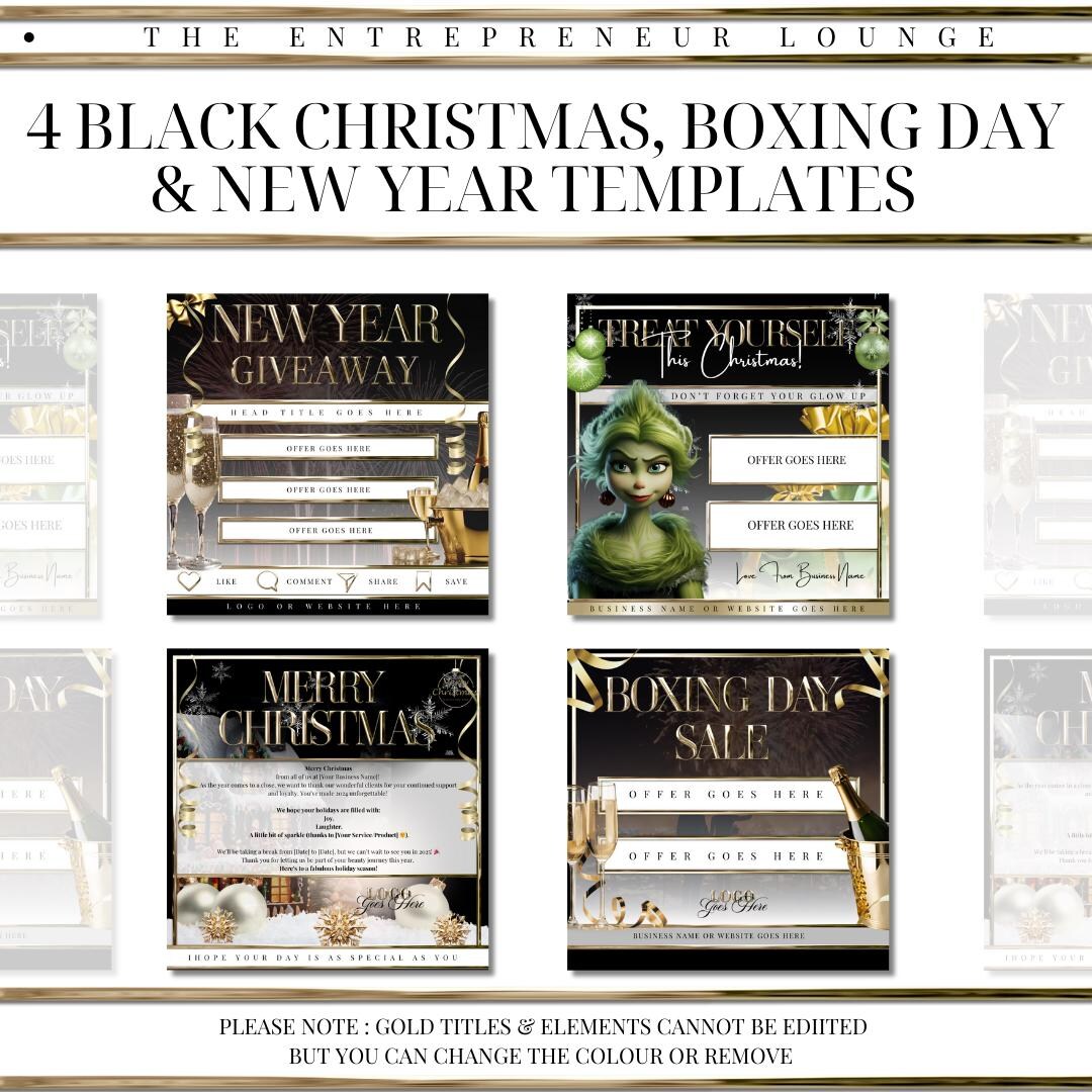 Gold Canva Templates | Christmas Templates | Boxing Day Templates ...