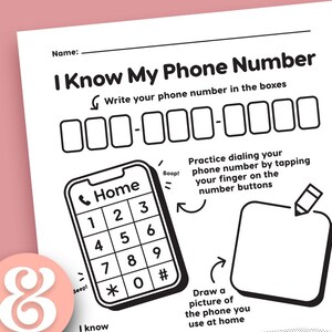 I Know My Phone Number • A Cute Printable Worksheet Grades K-2+ - Etsy