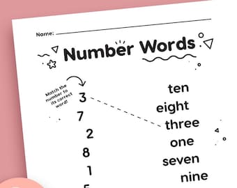 Spanish Number Words Matching Printable Worksheet Grades - Etsy