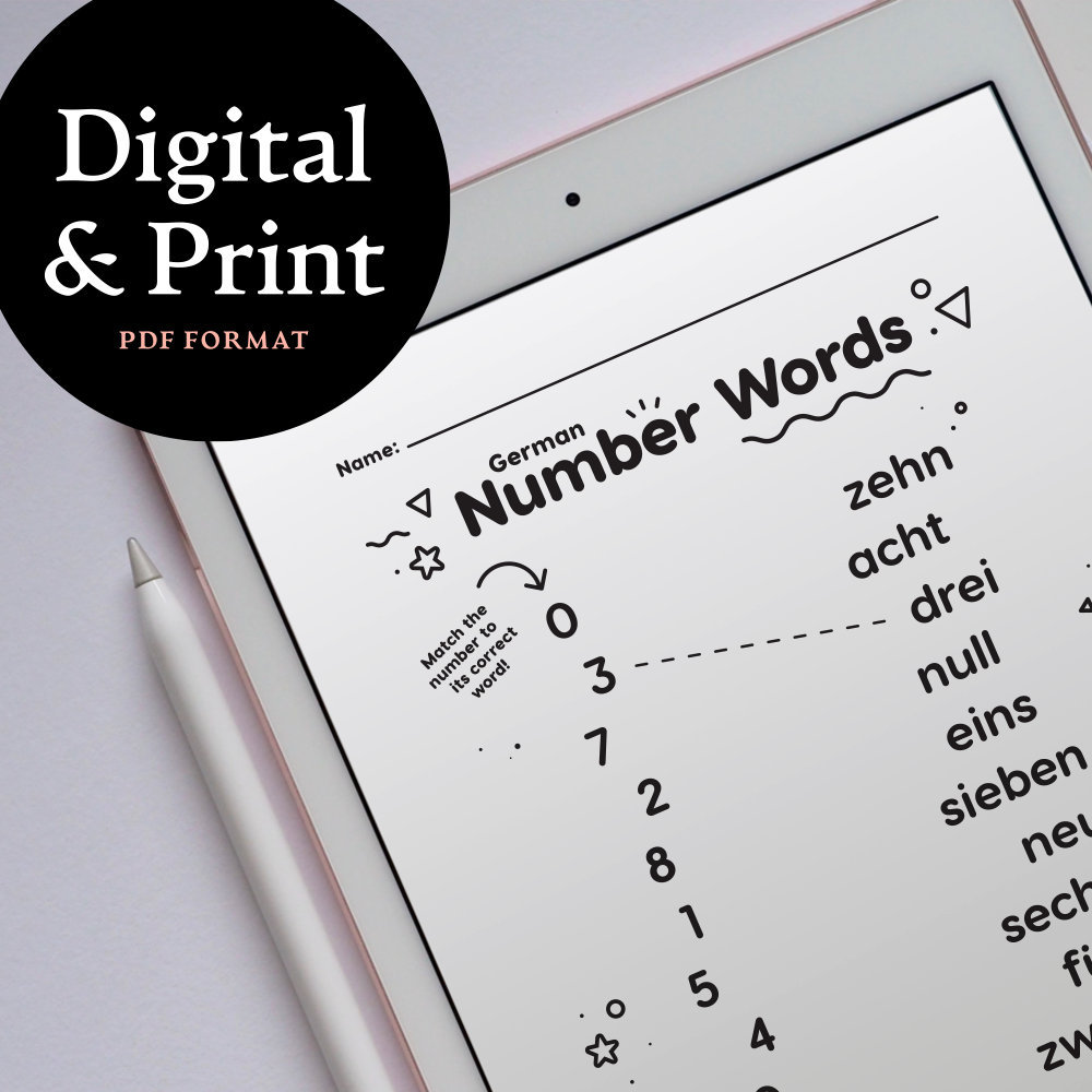 German Numbers Worksheet