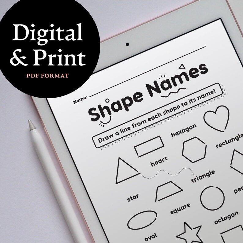 Shape Names • A Cute Printable Worksheet for Identifying 2D Shapes, K+ ...
