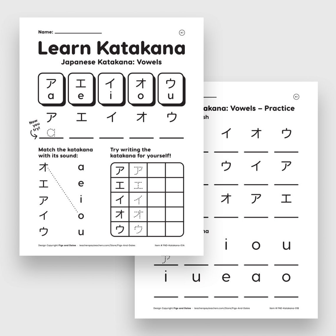 Learn Japanese Katakana Writing 30 fun worksheets for kids | Etsy