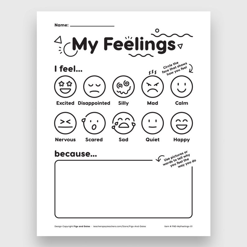 My Feelings • A Cute Feelings Check-in Printable K-3+ - Etsy