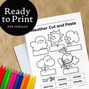Weather Cut and Paste • Hands-on Gluing Activity Printable K-2+ - Etsy
