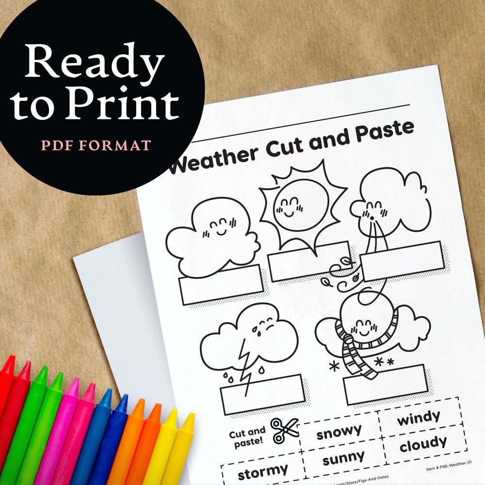 Weather Cut and Paste • Hands-on Gluing Activity Printable K-2+ - Etsy