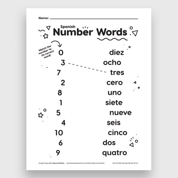 Hojas De Trabajo Con Palabras Numéricas Para Segundo Grado