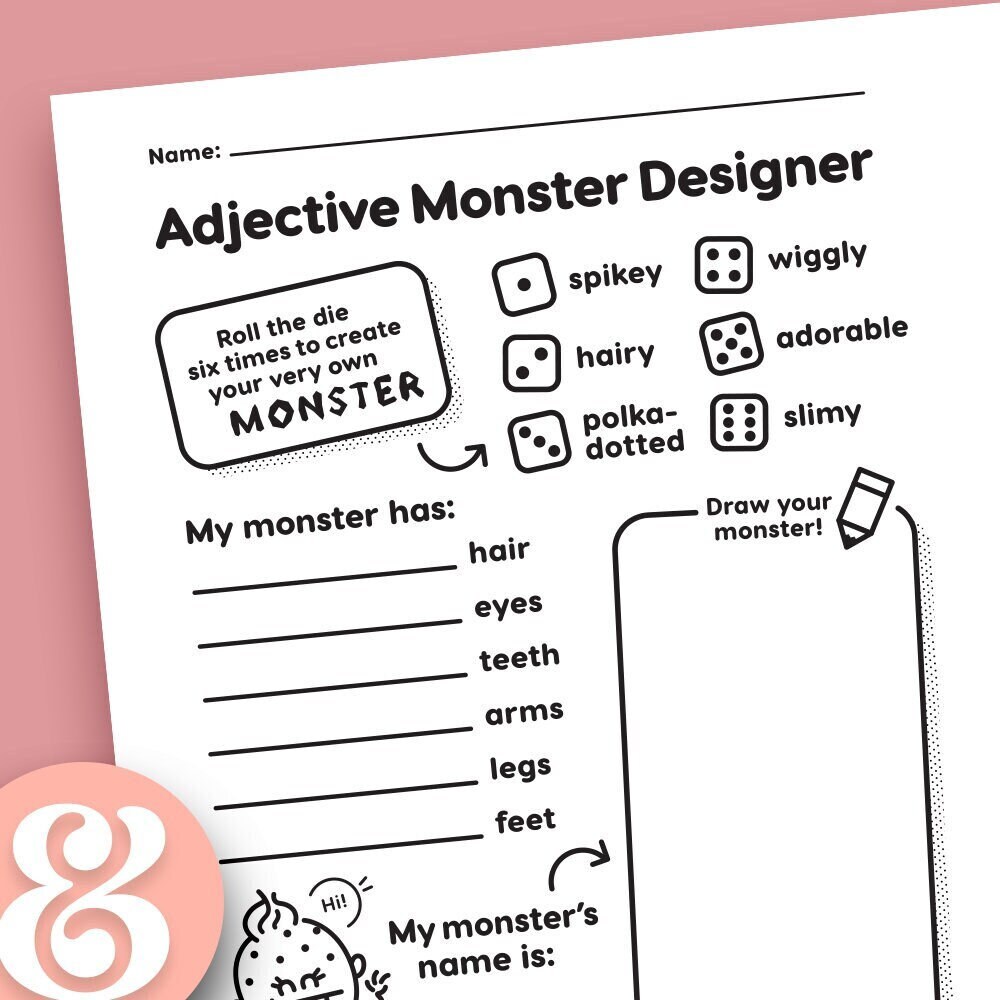 Fun Worksheet With Dice Activity for Teaching Adjectives • Grades 1-3 ...