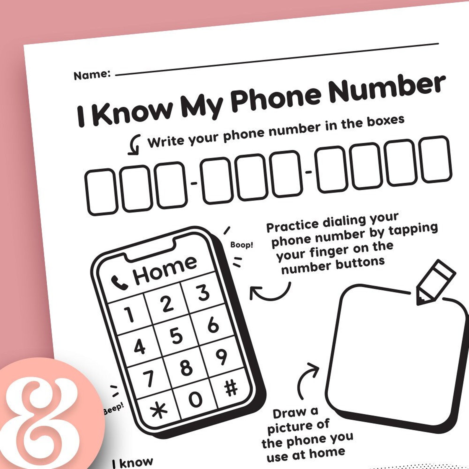 I Know My Phone Number • A Cute Printable Worksheet Grades K-2+ - Etsy