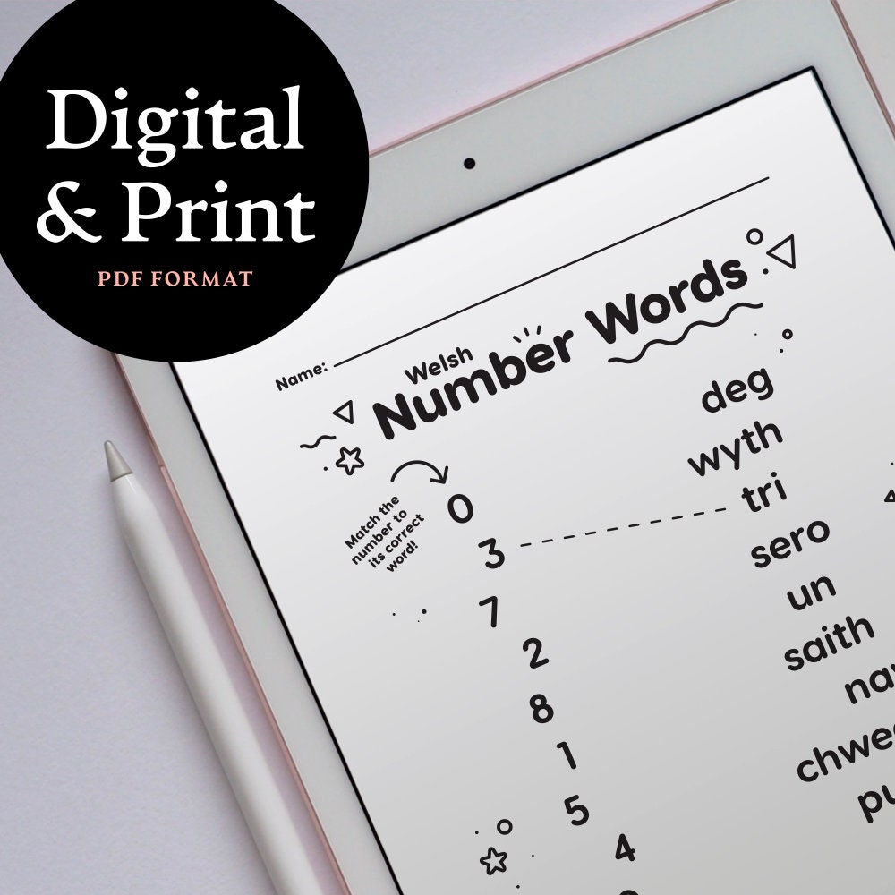 Welsh Number Words Matching • Printable Worksheet Grades Prek and Up ...