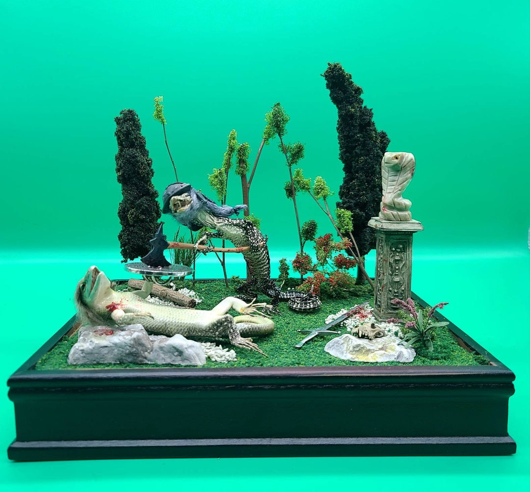 Mummified Dry Preserved Lizard Skink Monitor Warrior Battle Diorama ...