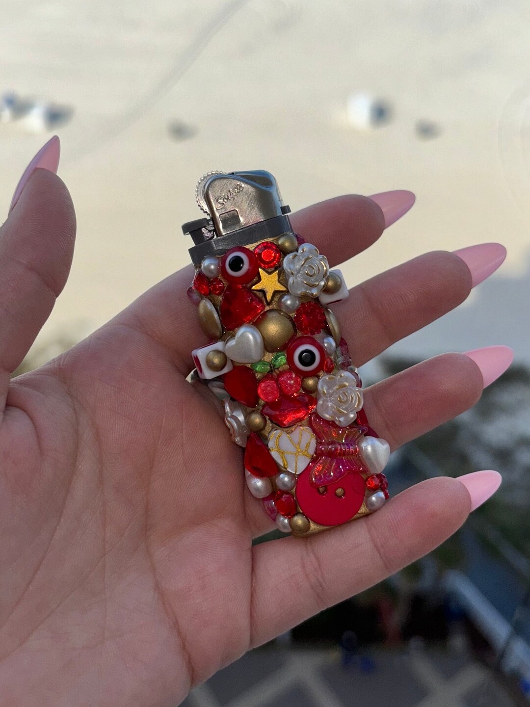 Decorated Charm and Gem Lighter - Etsy